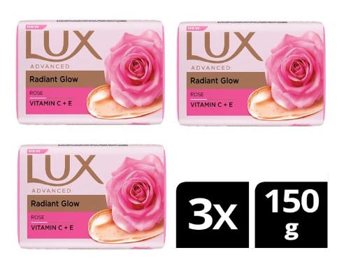 Lux Radiant Glow Rose Soap 150g x 3 Combo - UrbanGroc