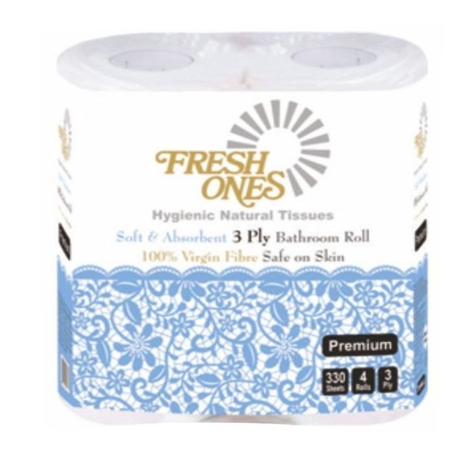 Fresh Ones Toilet Tissue Roll 3 Ply-330 Sheets 4/Pk. - UrbanGroc